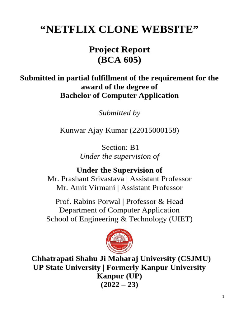 Project - Report-Netflix Clone Website | PDF | Databases | Software Development Process