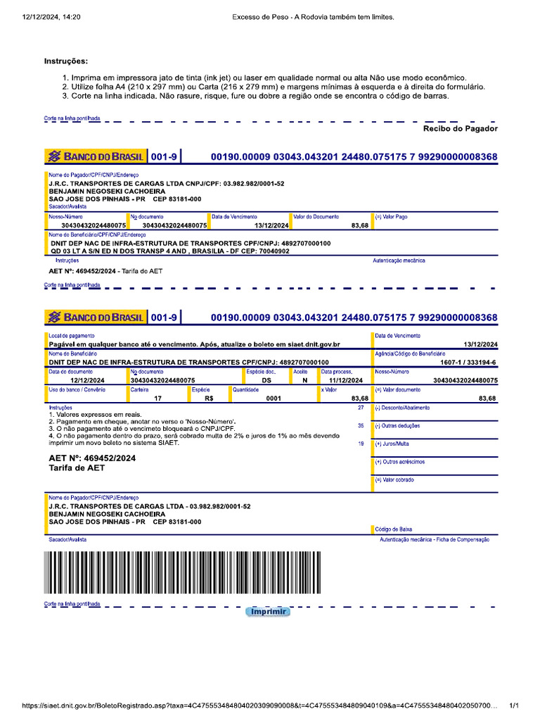 Taxa Aet Dnit - 469452 - Bai9e49 | PDF