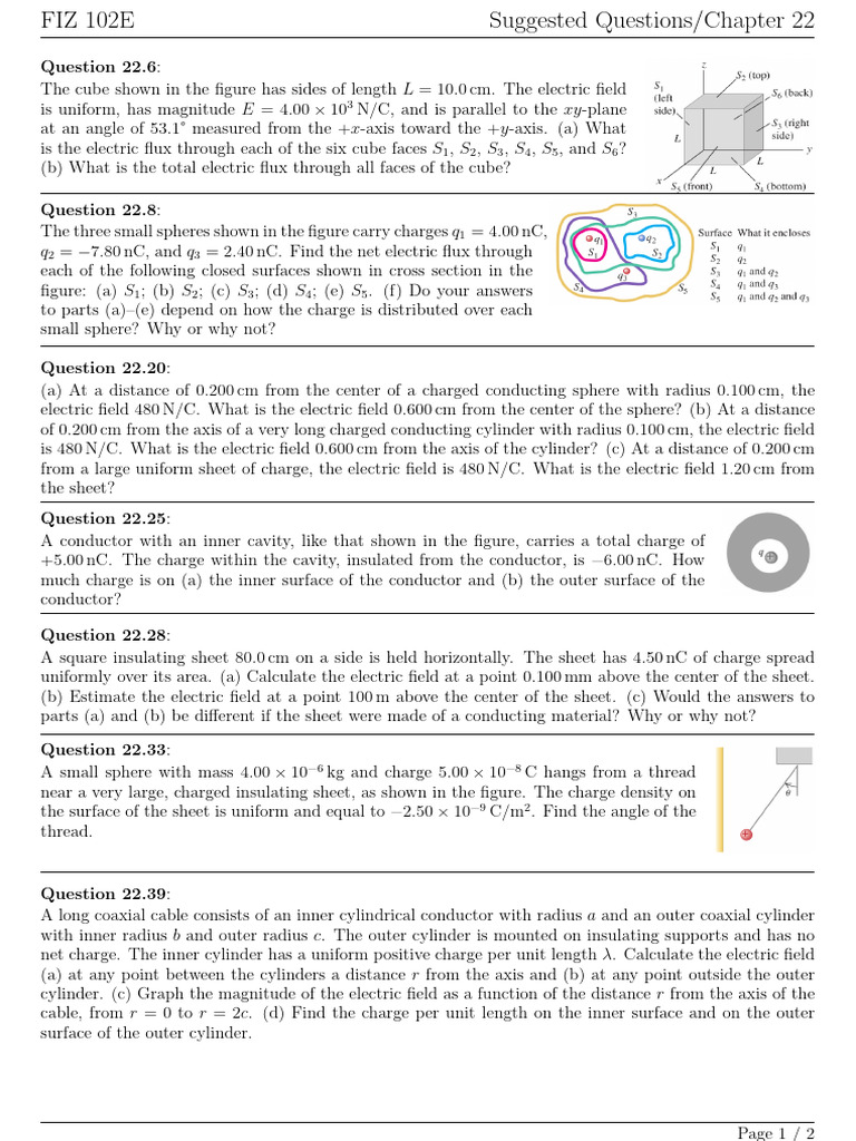 Fiz102e Suggested Questions Ch22 | PDF | Sphere | Coaxial Cable