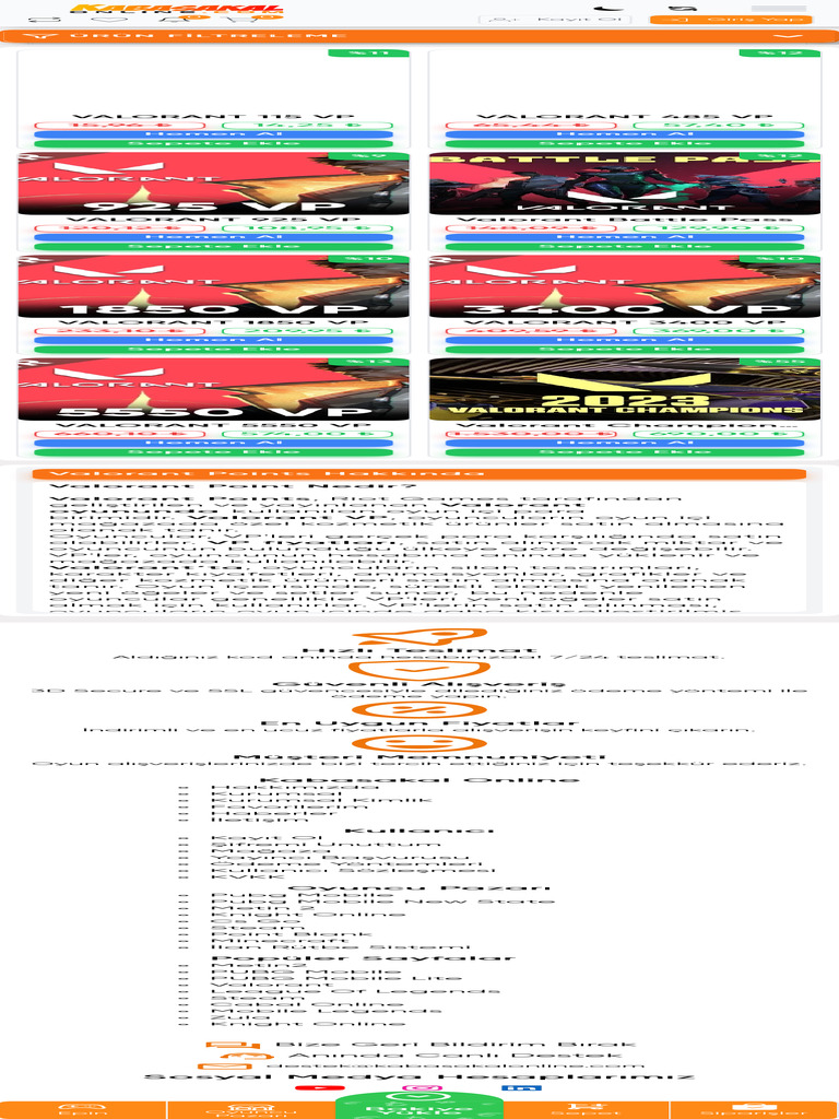 Valorant Points VP - Valorant VP - VP Satın Al Kabasakal Online | PDF