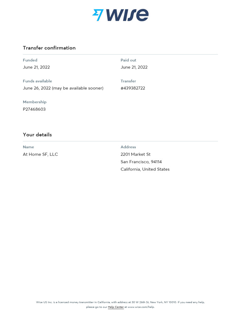 Wise Transaction Invoice Transfer 439382722 428879869 en | PDF | Banking