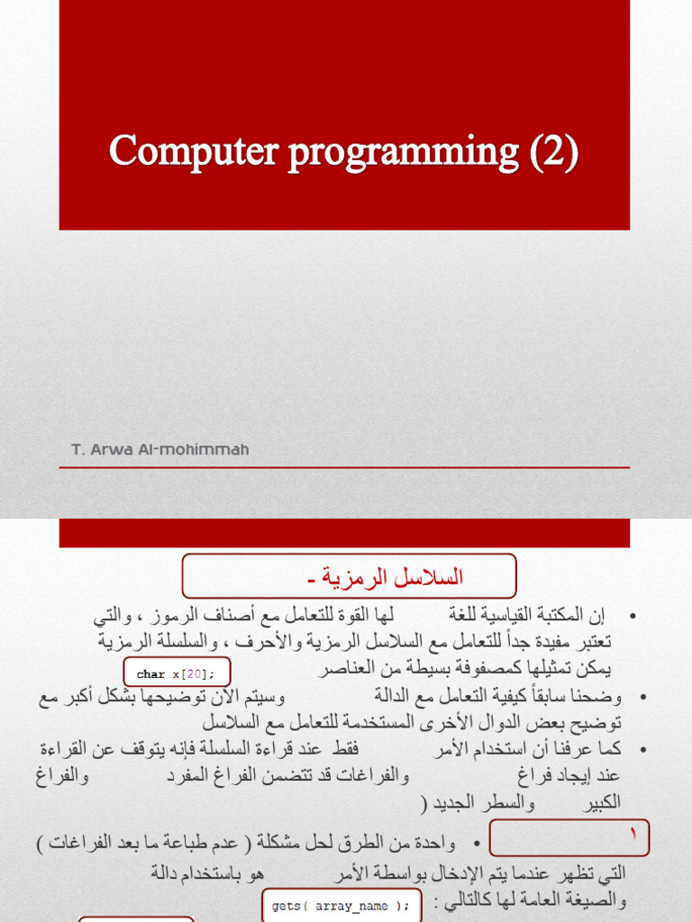 Computer Programming2 Lecture 4 | PDF