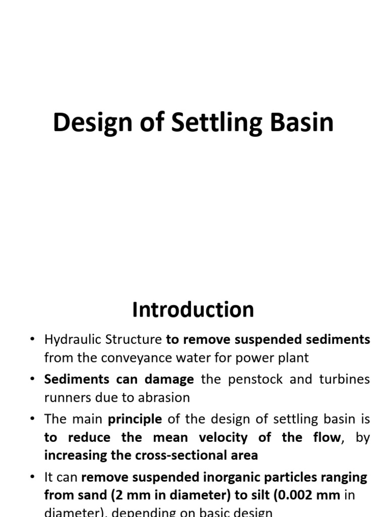 Lecture Slide-Settling Basin | PDF | Sediment | Applied And Interdisciplinary Physics