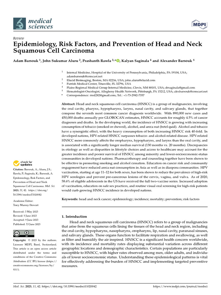 medsci-11-00042 | PDF | Head And Neck Cancer | Neoplasms