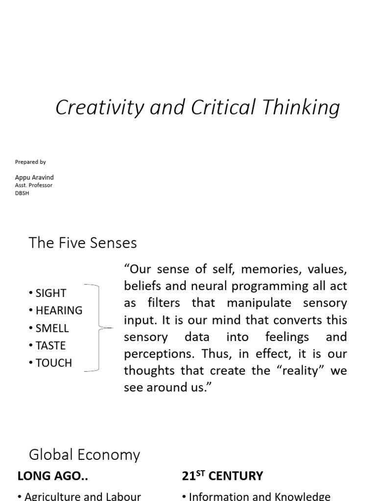 Critical and Creative Thinking Skills | PDF | Creativity | Critical ...