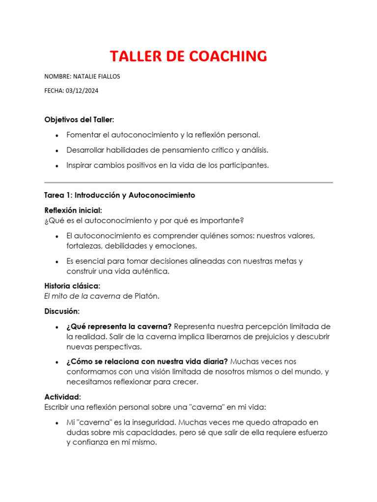 Taller de Coaching | PDF | Sicología