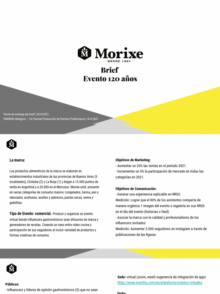 Evento Virtual de Cocina Morixe 120 Años | PDF | Marca