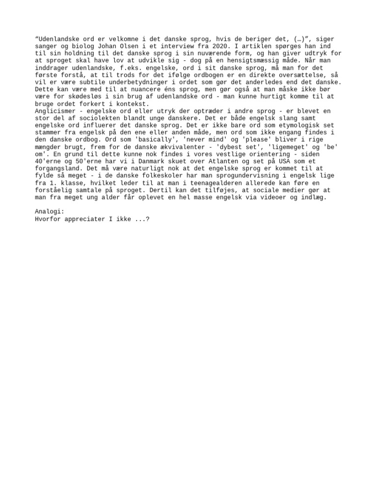 Dansk Aflevering Om Sprog | PDF