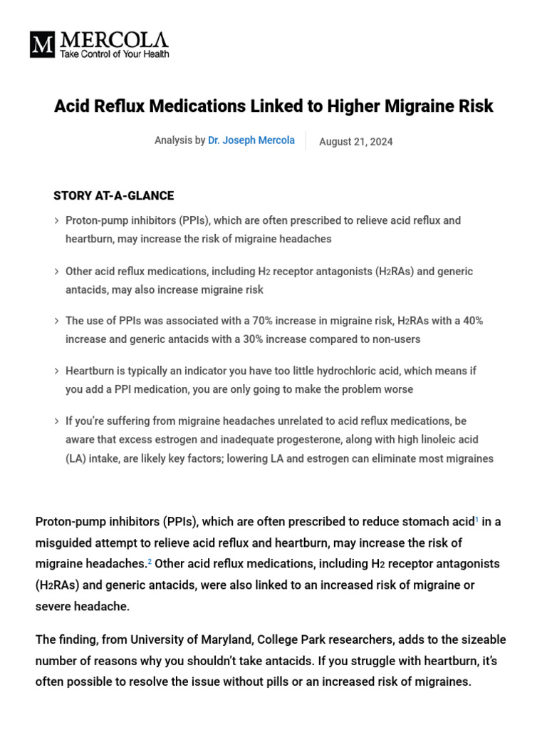 acid-reflux-medications-migraine-risk-pdf | PDF | Gastroesophageal ...
