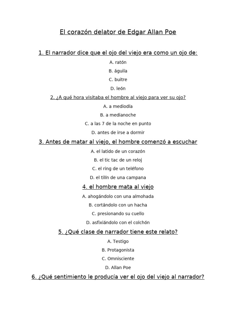 Análisis de "El corazón delator" | PDF | Edgar Allan Poe