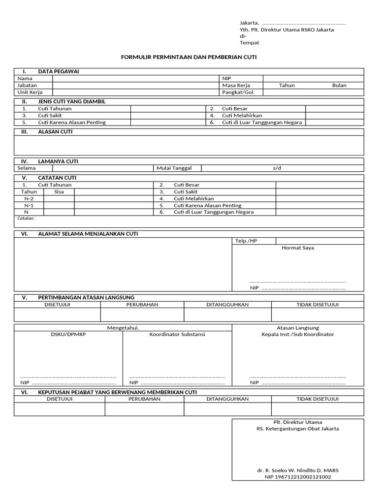 Form. Cuti Pegawai | PDF