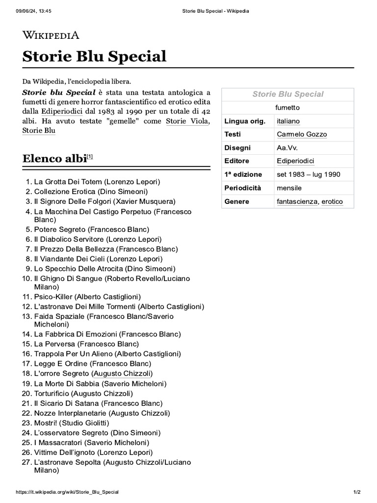 Storie Blu Special - Wikipedia | PDF