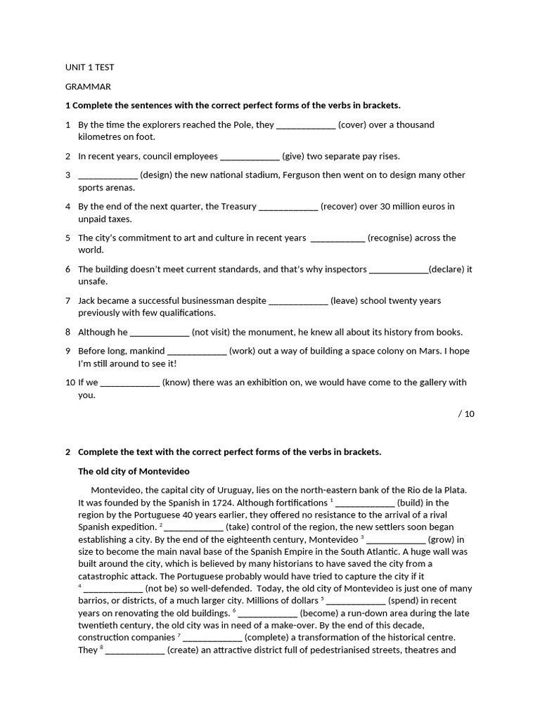 Outcomes Advanced Unit 1 Test WORD | PDF