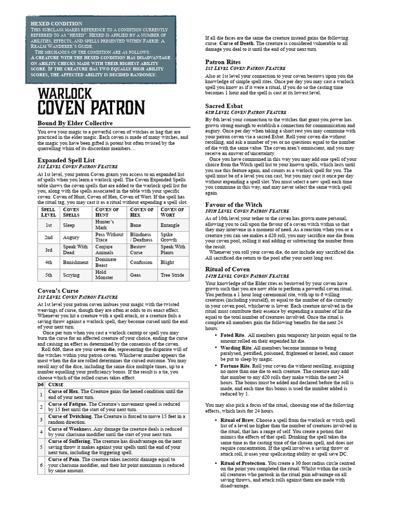 Warlock Coven Patron - Early | PDF