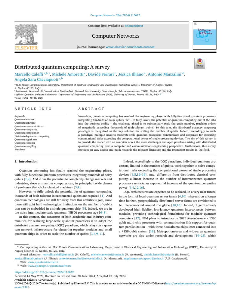 Distributed Quantum Computing a Survey | PDF | Quantum Computing | Quantum Entanglement