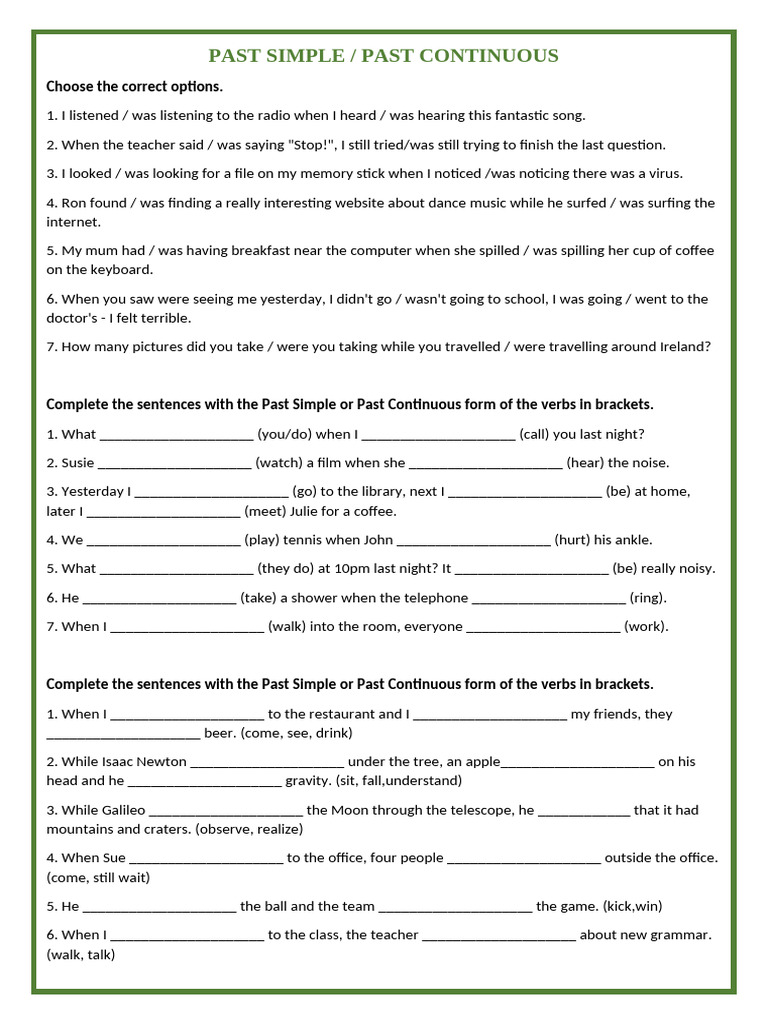 Past Simple, Past Continuous | PDF