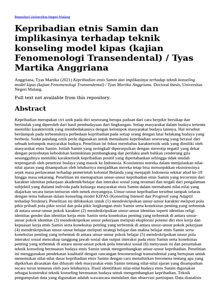 Psikologi Suku-Samin | PDF