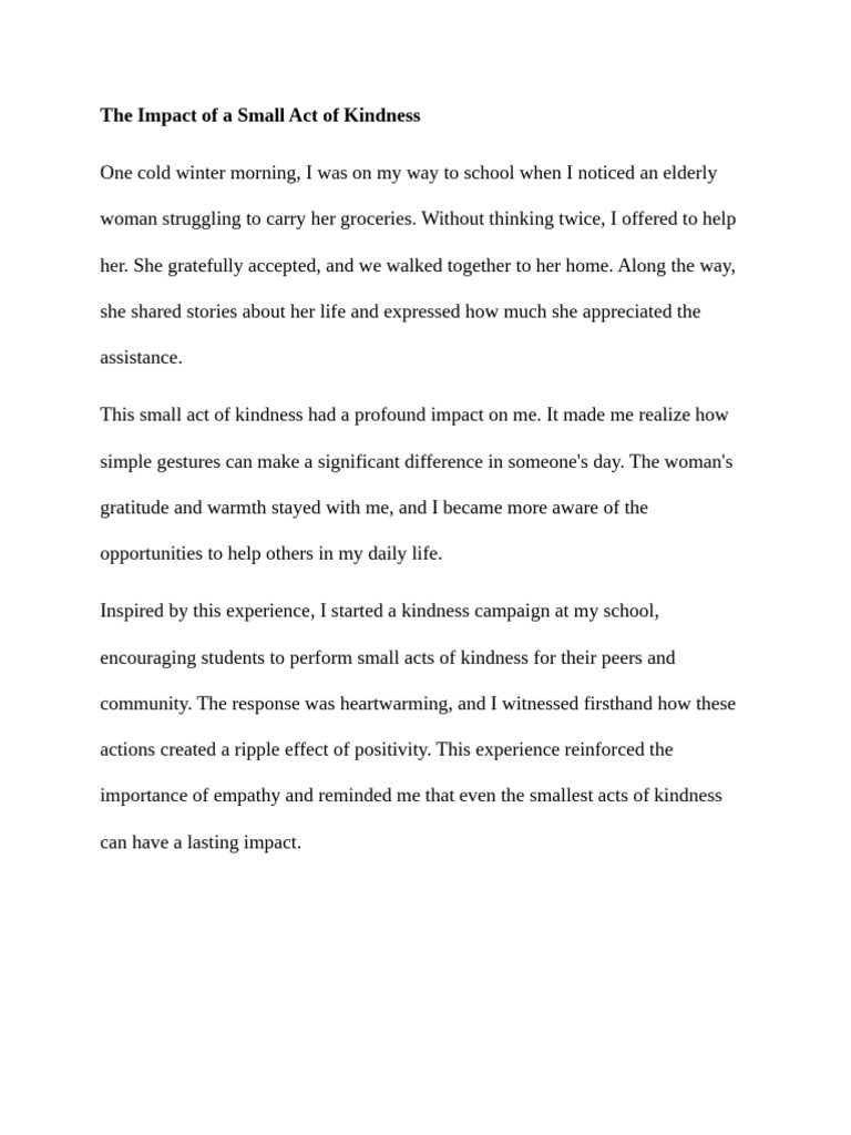 The Impact of A Small Act of Kindness | PDF