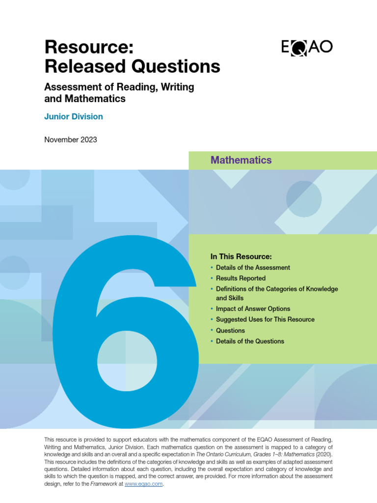 Math-Resource-Released-Questions-G6-2023 ONTARIO GRADE 6 SAMPLE ...