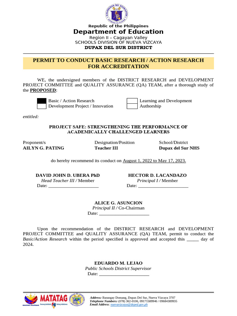 Permit for Basic Research in Education | PDF | Knowledge Management ...