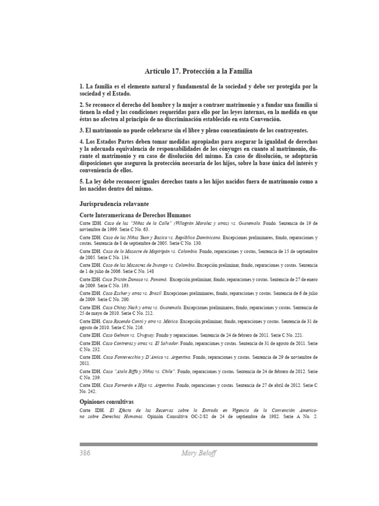 Belof, Comentarios al Artículo 17 Protección a la Familia | PDF ...
