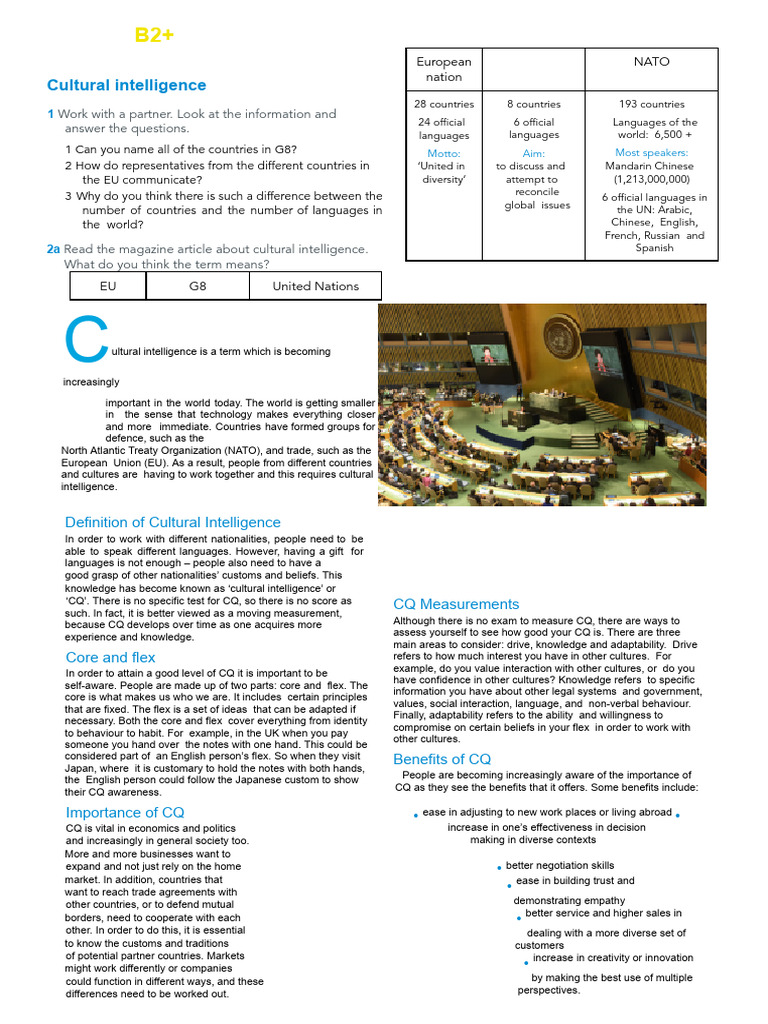 B2+ UNIT 3 Culture (1) | PDF | Knowledge | European Union