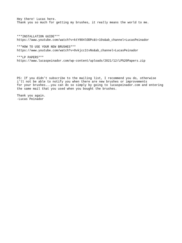 LP Brushes Links to Installation Tutorial LP Papers | PDF LP Brushes Links to Installation Tutorial LP Papers | PDF
