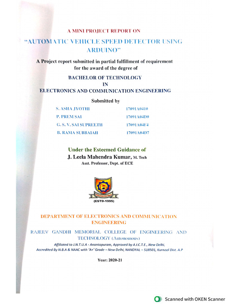2020-21-ECE-Automatic Vehicle Speed Detection Using Arduino-4 | PDF