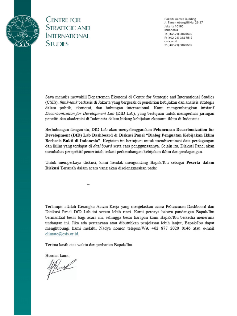 CSIS DFD Lab - Undangan Dan ToR Dashboard Launching | PDF