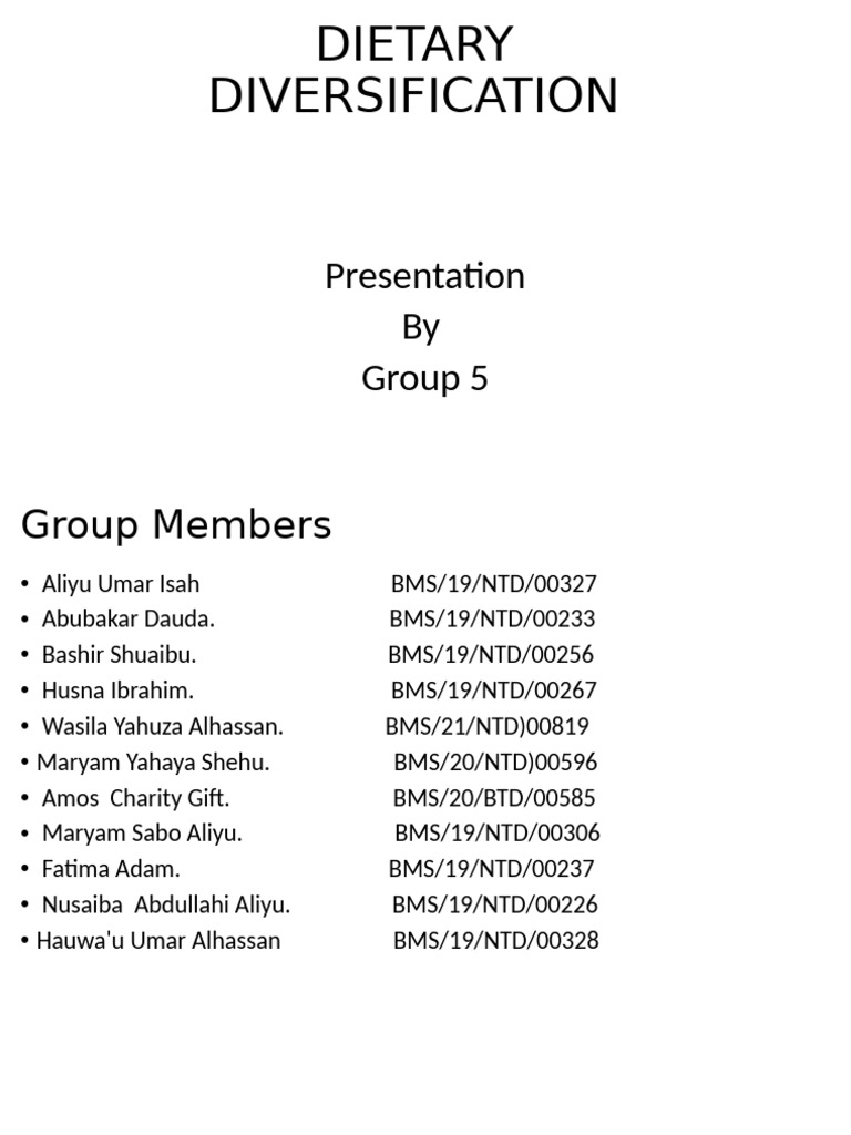 Dietary Diversification 2 | PDF | Diet (Nutrition) | Diet & Nutrition