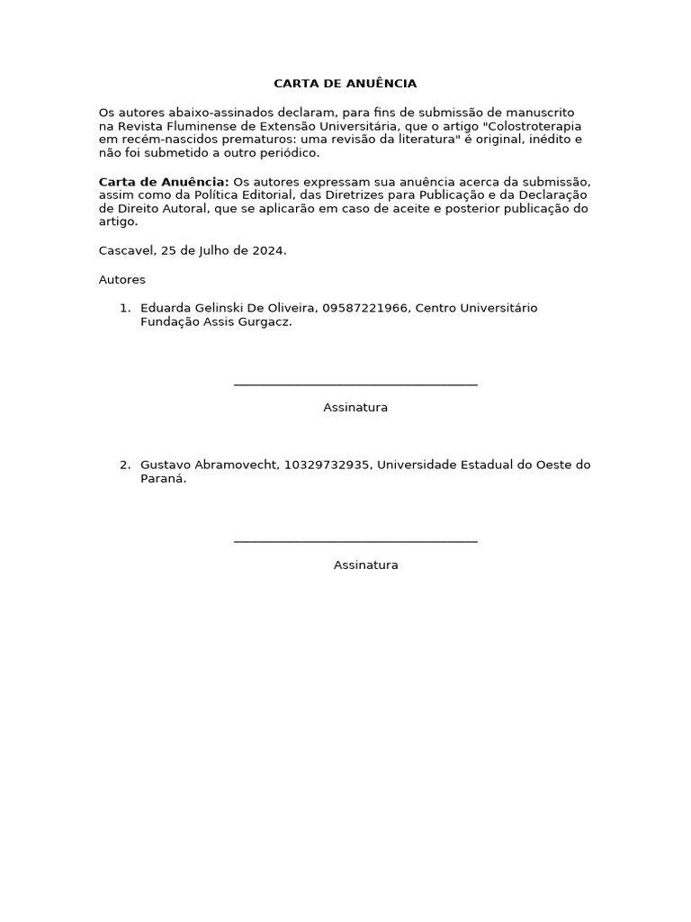 Carta de Anuência | PDF