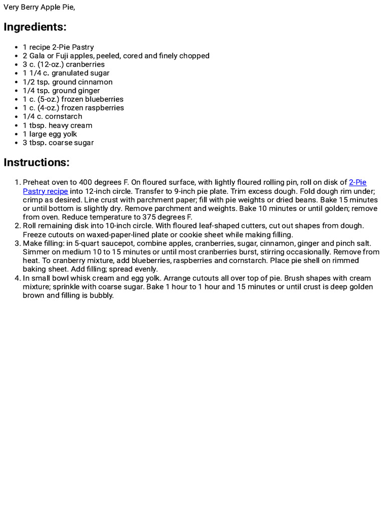 Ingredients:: 2-Pie Pastry Recipe | PDF