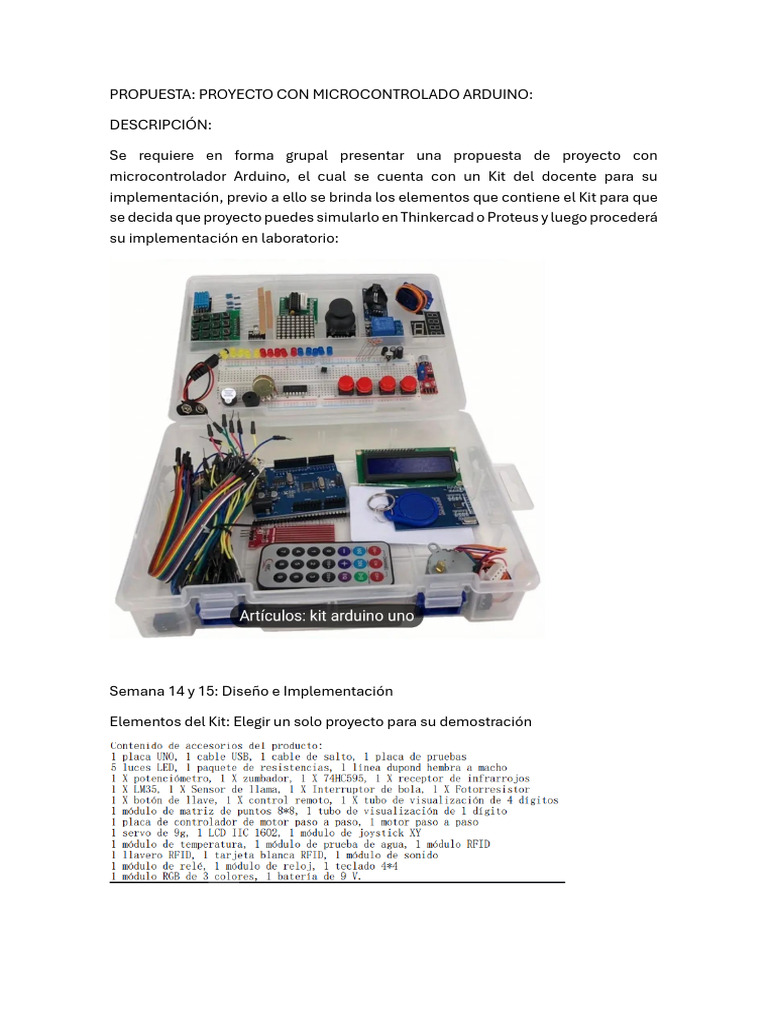 Propuesta Proyecto Arduino - Sensores | PDF