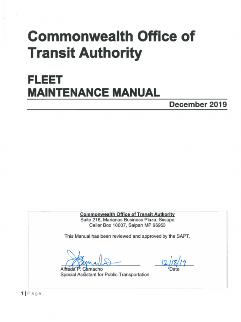 COTA_Maintenance_Fleet_Manual | PDF