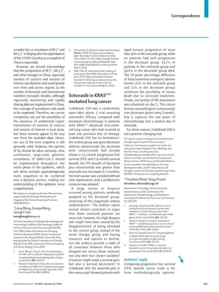 Sotorasib in KRAS Sup G12C Sup Mutated Lung Canc | PDF | Medicine ...