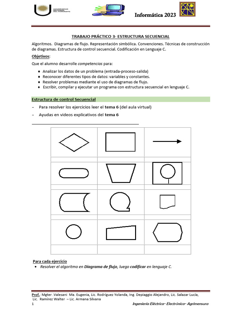 TP3 - Estructura de Control Secuencial - 2023 | PDF | Algoritmos | Lenguaje de programación