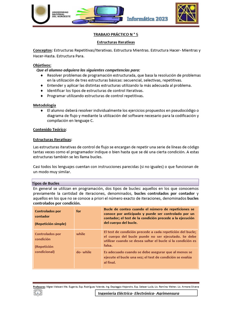 Trabajo Practico 5-2023 - Iteración | PDF | Lenguaje de programación | Programación de computadoras