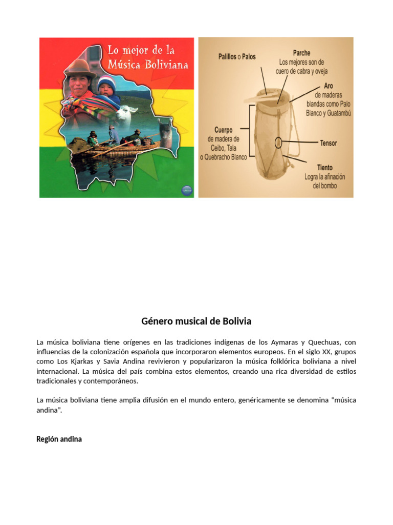 La Musica Folklore de Bolivia y El Bombo Legüero | PDF