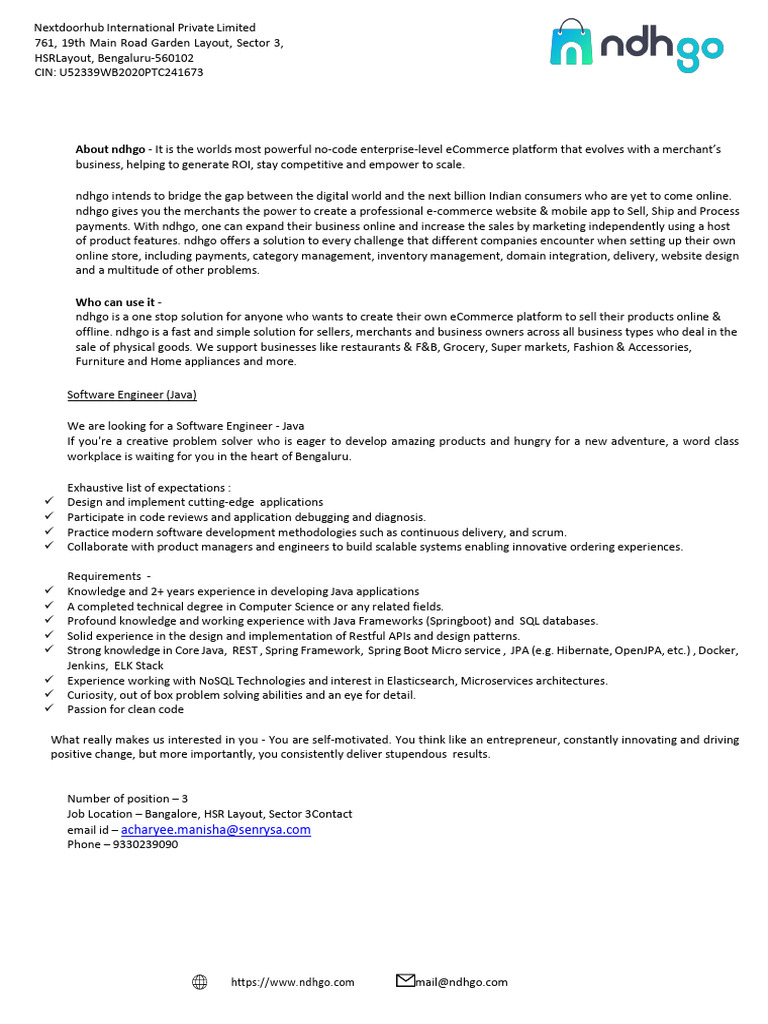 Software engineer-JAVA | PDF | E Commerce | Computing