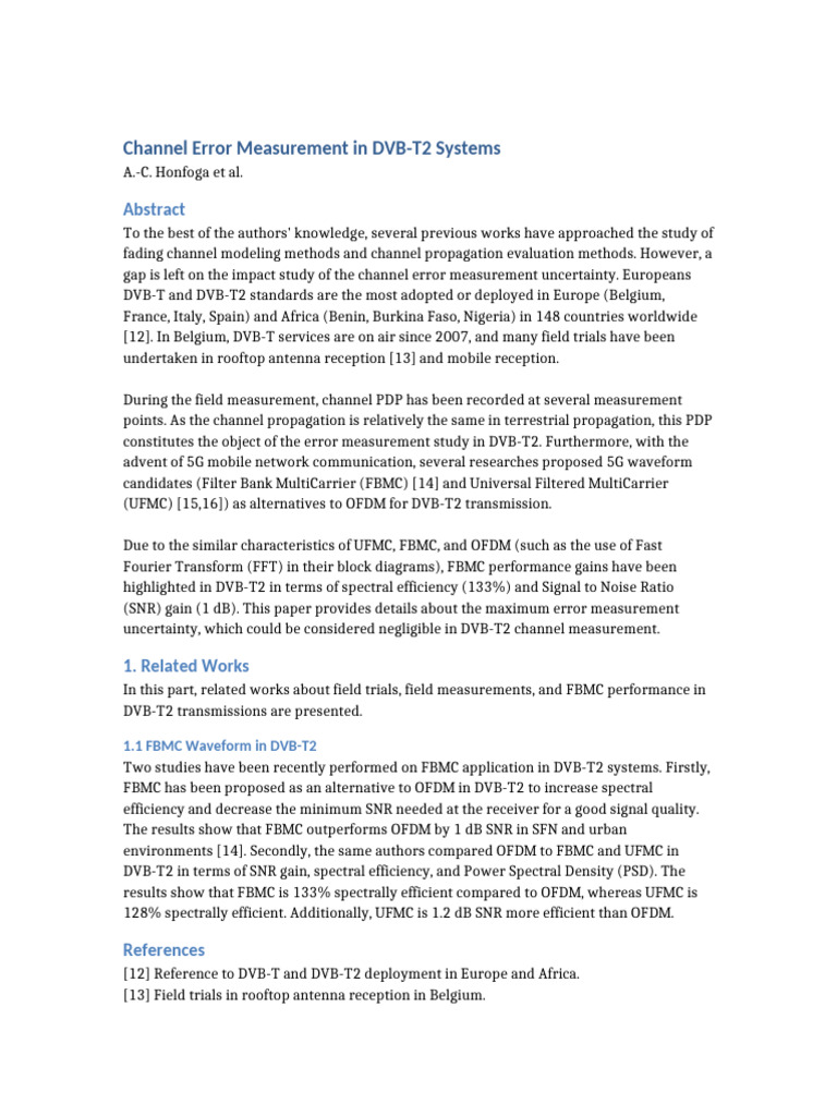 Channel Error Measurement DVB-T2 | PDF | Orthogonal Frequency Division ...