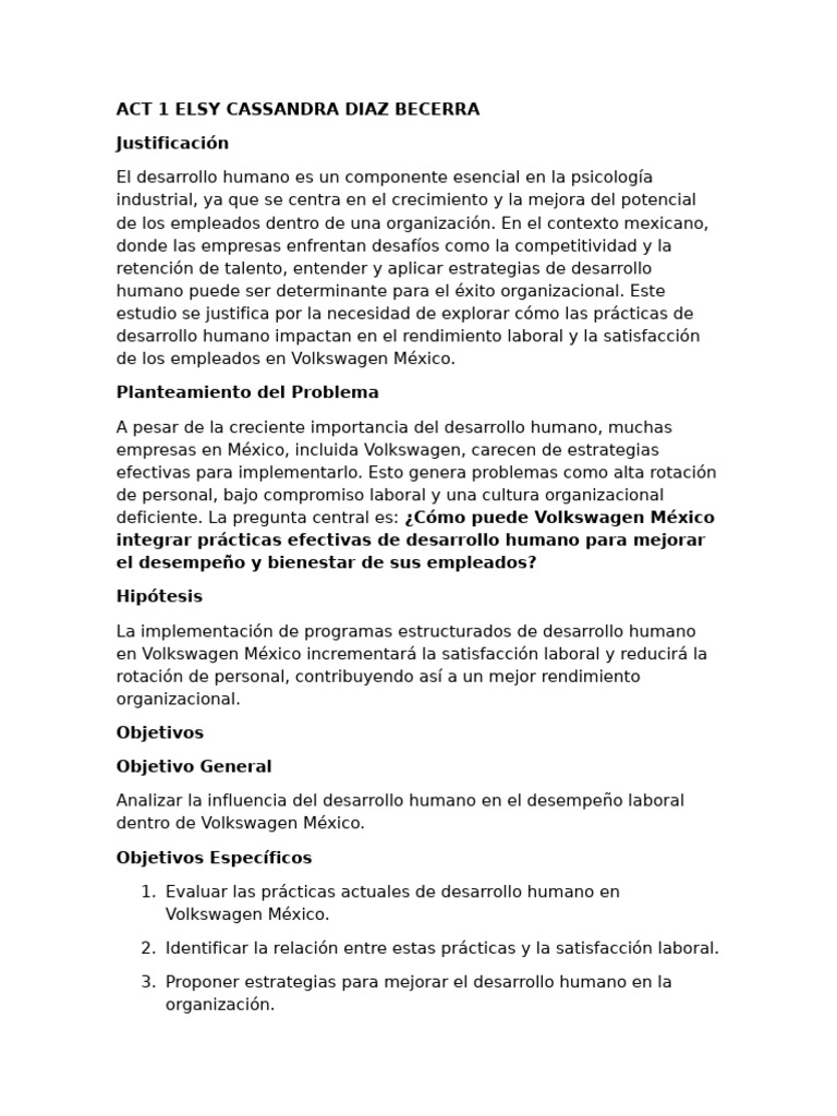 ACT 1 ELSY CASSANDRA DIAZ BECERRA | PDF | Gestión de recursos humanos ...