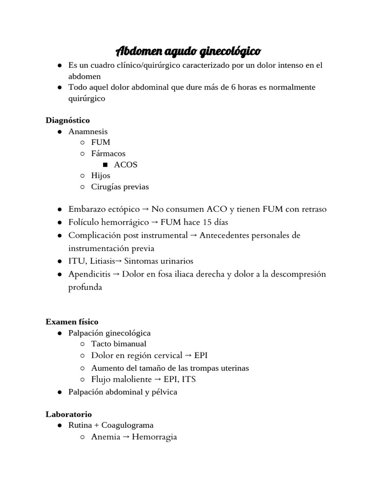 Diagnóstico y Manejo del Abdomen Agudo Ginecológico | PDF | El embarazo ...