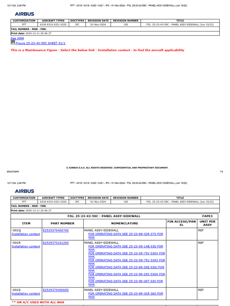 FFT - A318 - A319 - A320 - A321 - IPC - 01-Nov-2024 - FIG. 25-23-43-59C ...
