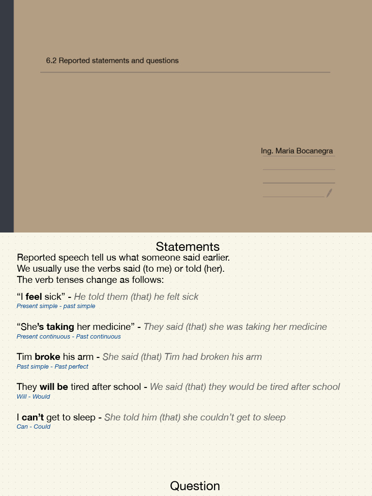 Reported Speech: Statements & Questions | PDF