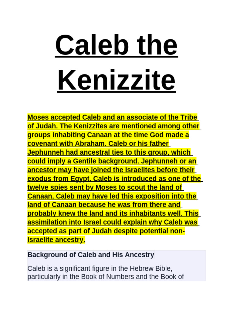 Caleb the Kenizzite | PDF | Canaan | Israelites