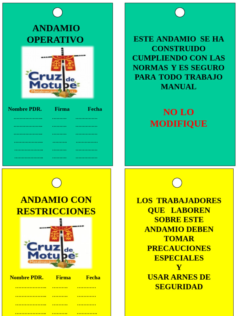 TARJETA PARA ANDAMIOS CDM (1) | PDF