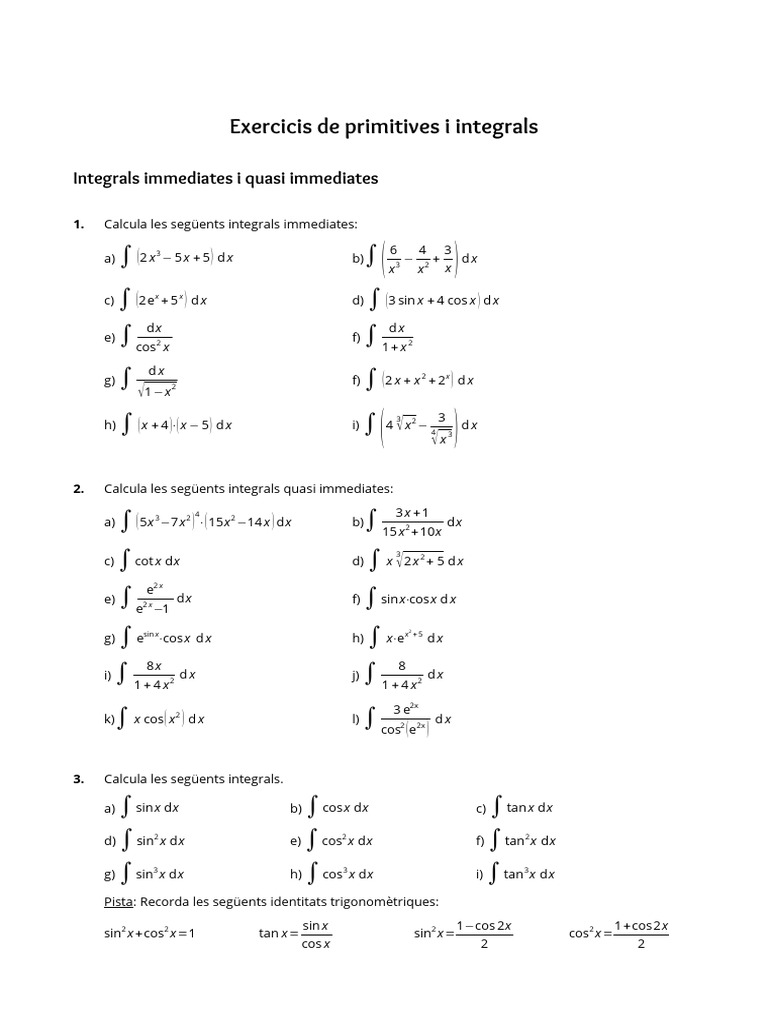 Exercicis D Integrals | PDF