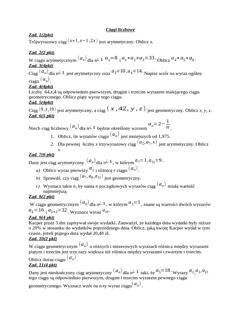 Ciągi Liczbowe | PDF