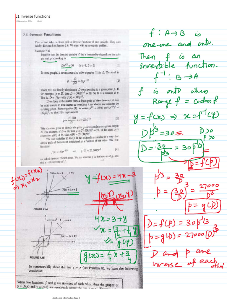 L1 Inverse Functions-26 November | PDF