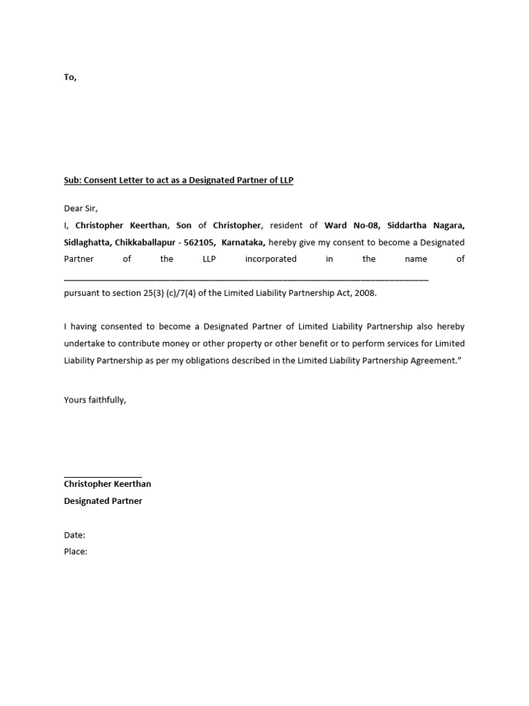 A. 01) Consent Letter of the Designated Partner (DP1) (1) | PDF